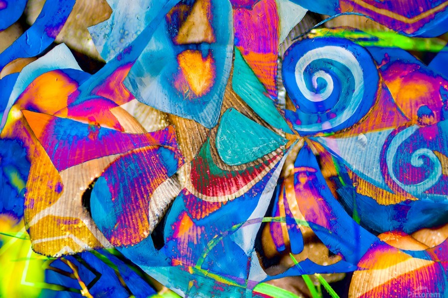 bright colors abstract shapes by BBS Art Wall Art