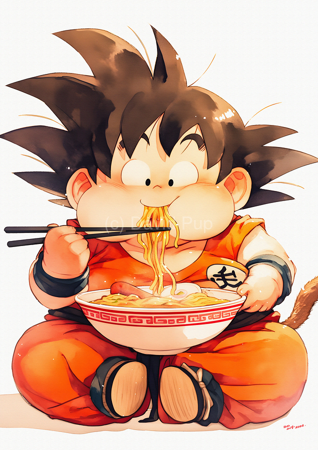 Goku From Dragon Ball Z Ramen by David Pup Wall Art
