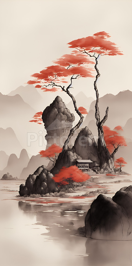 Sepia Ink Landscape by vintagesupreme Wall Art