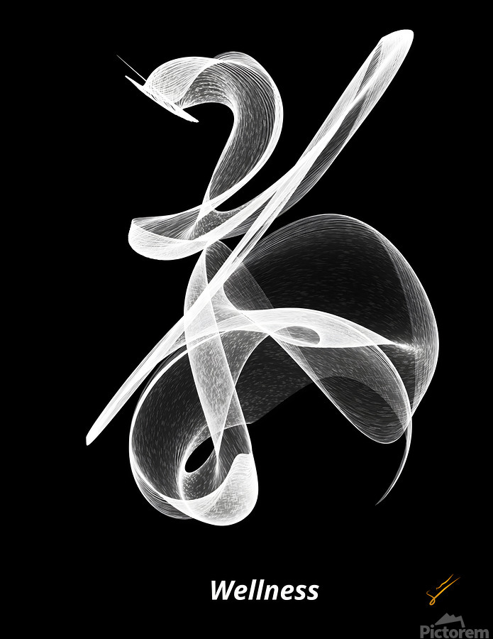 Wellness - 10 - Multidimensional Asian Calligraphy by Mike Cecotka Wall Art