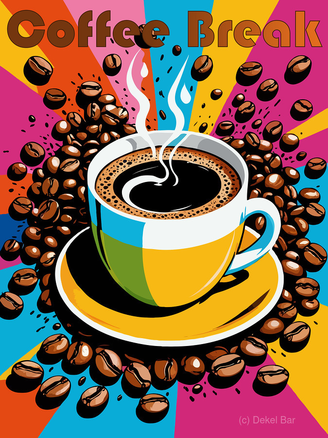 Coffee Break 1 | Pop Art by Dekel Bar Wall Art