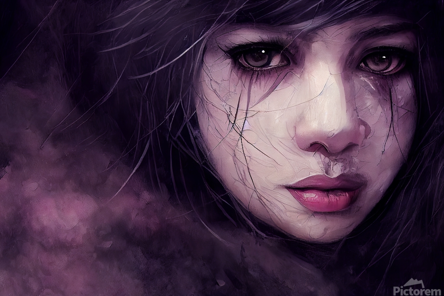 Emotion Wheel Purple: Sad Face by Cyberimpressions LLC Wall Art