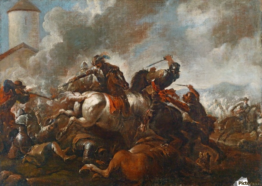 Scene with wariors by Leopold Alphons Mielich Wall Art