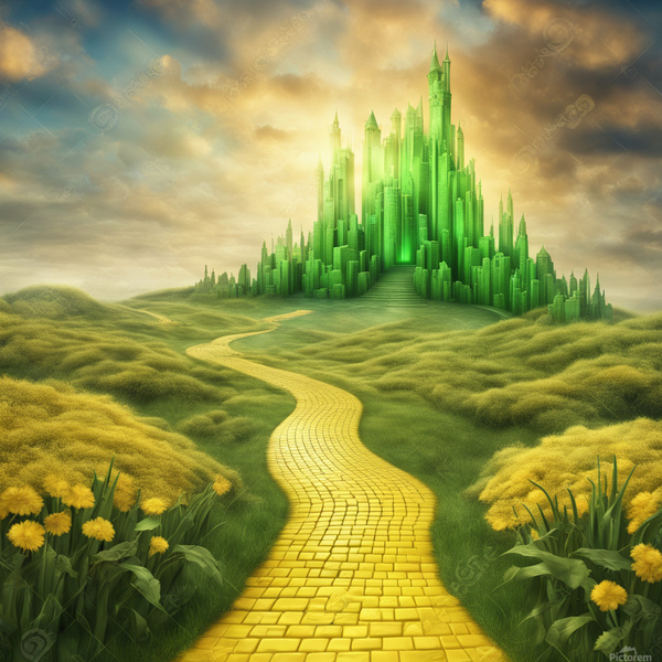 Realistic high definition magical wizard of Oz yellow brick road leading to the Emerald City by ...