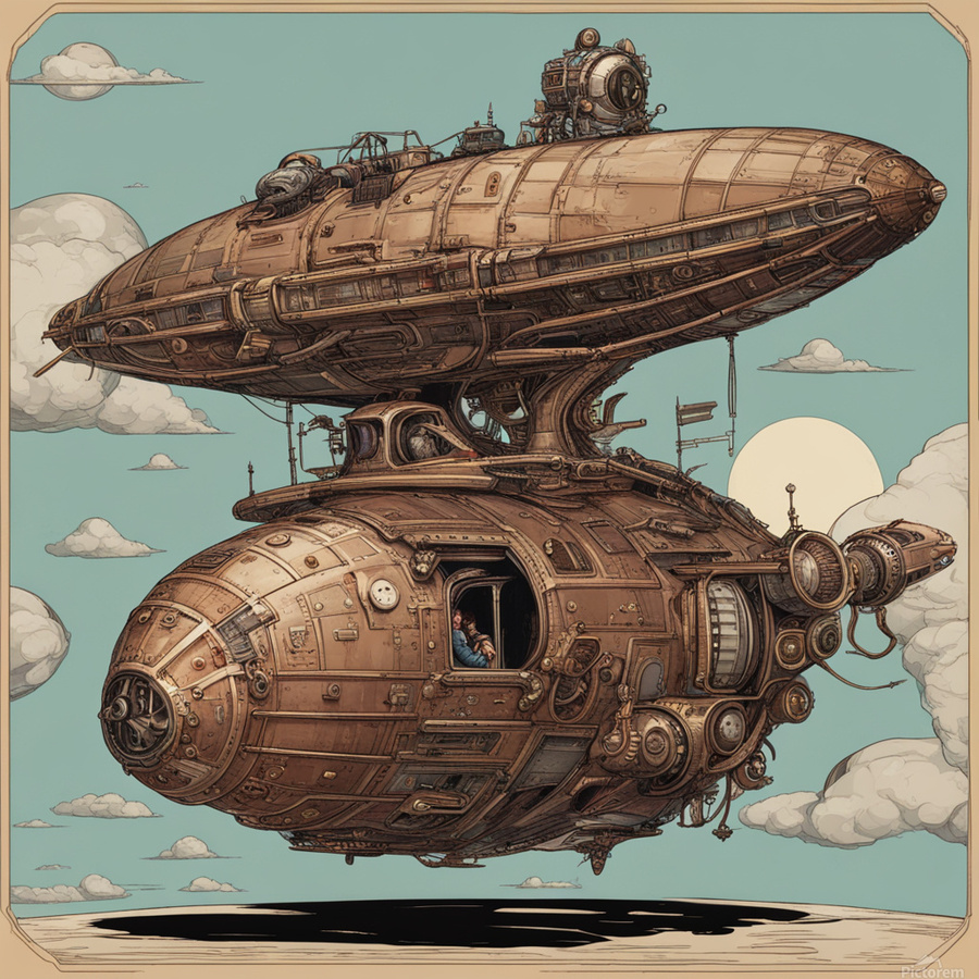 pilot on the Steampunk spacecraft by AIGALLERY Wall Art