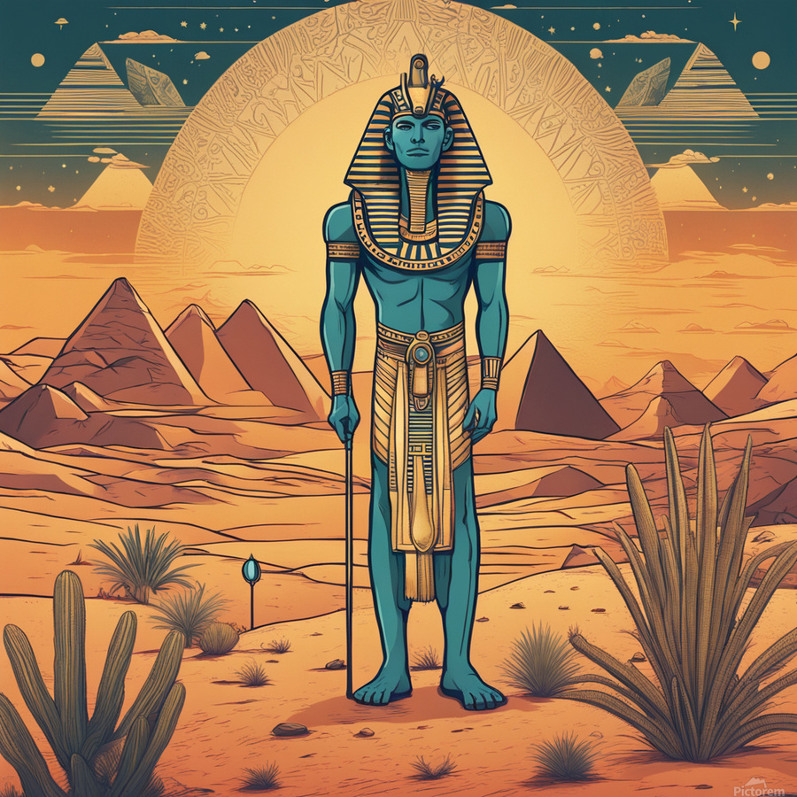 Egyptian pharaoh depicted as a historical figure standing amidst a ...