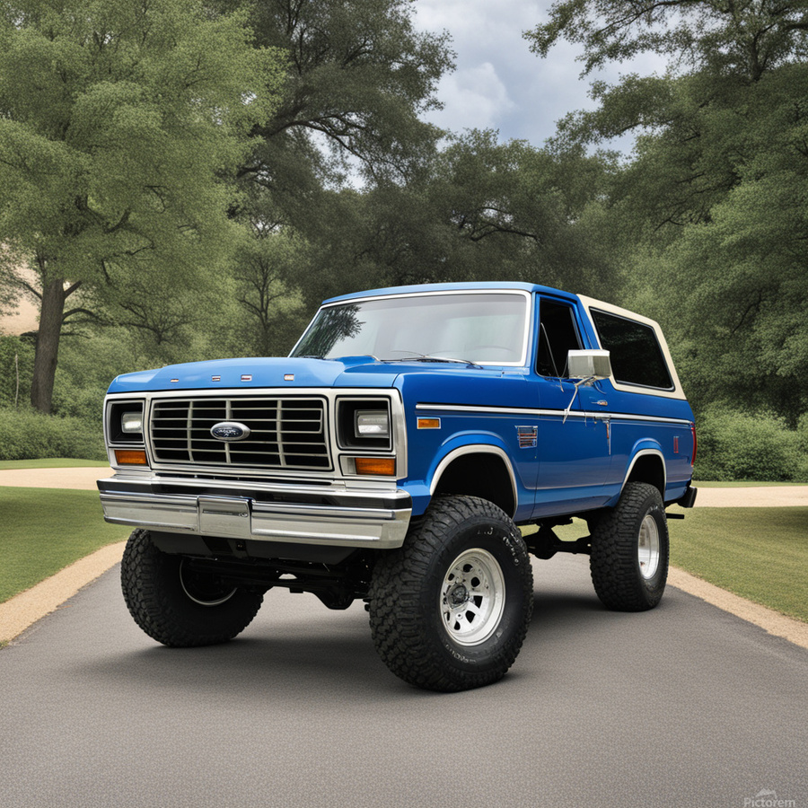 1984 blue ford bronco by AIGALLERY Wall Art