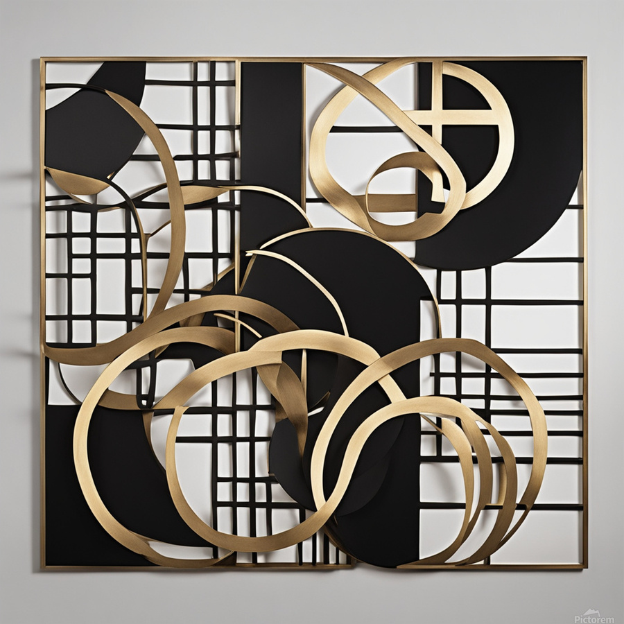 Create a unique abstract metal wall art piece in a geometric style. Use ...