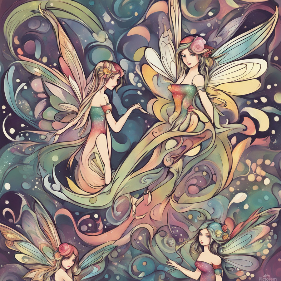 fairies Abstract style by AIGALLERY Wall Art