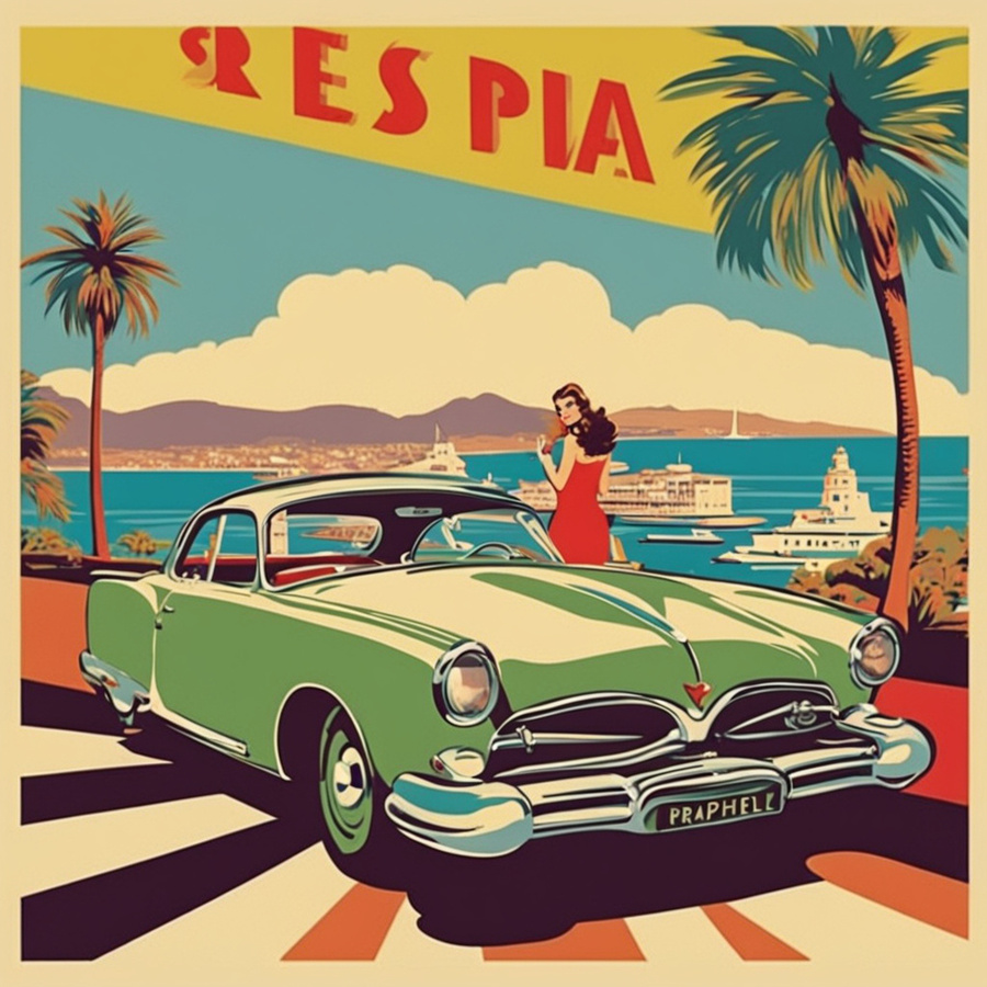 saint raphael 50s style poster Pop art style by AIGALLERY Wall Art