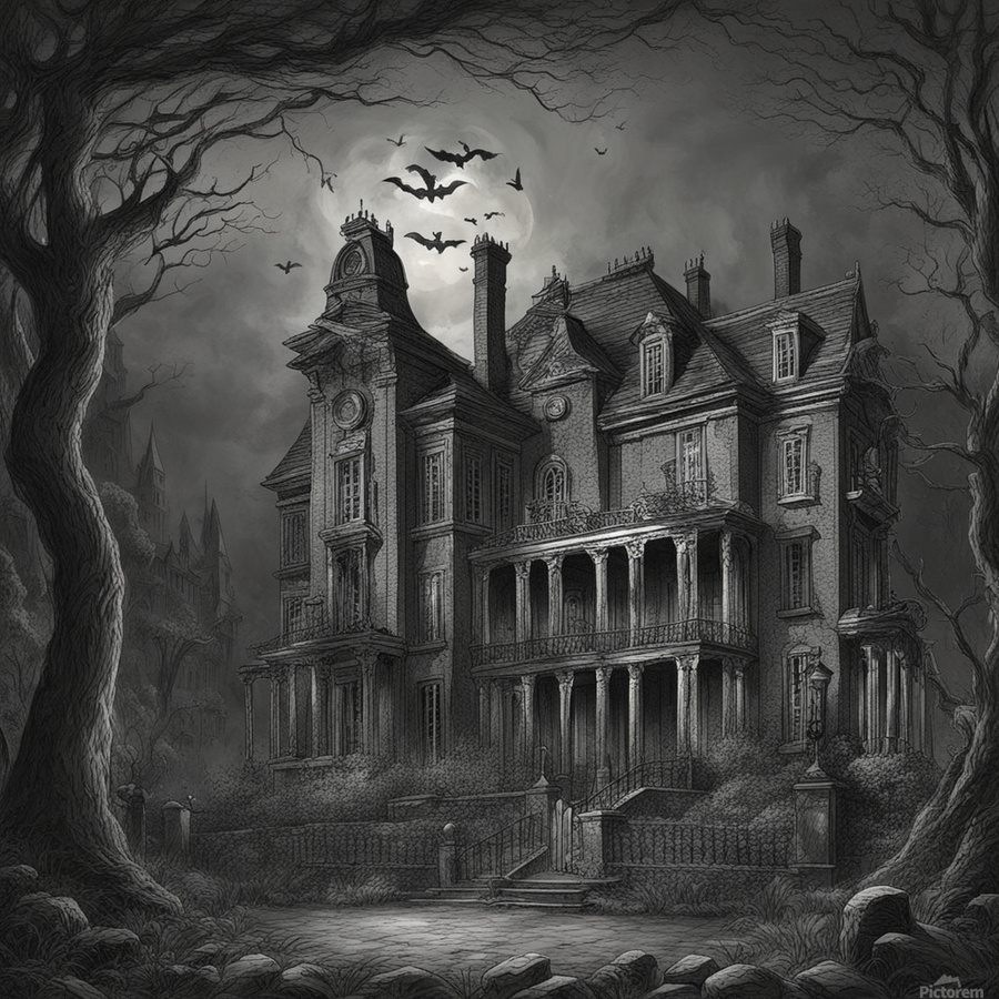 Haunted mansion escape. by AIGALLERY Wall Art