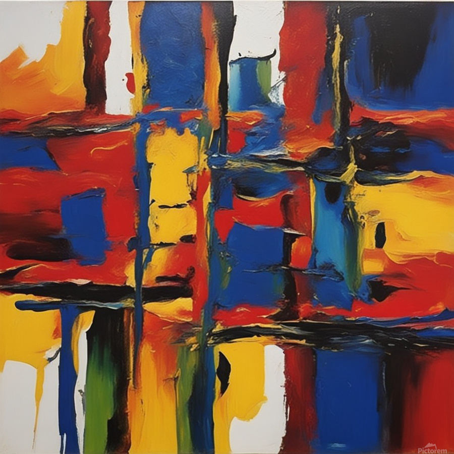 Pollack style primary color balanced vibrant oil painting Abstract ...