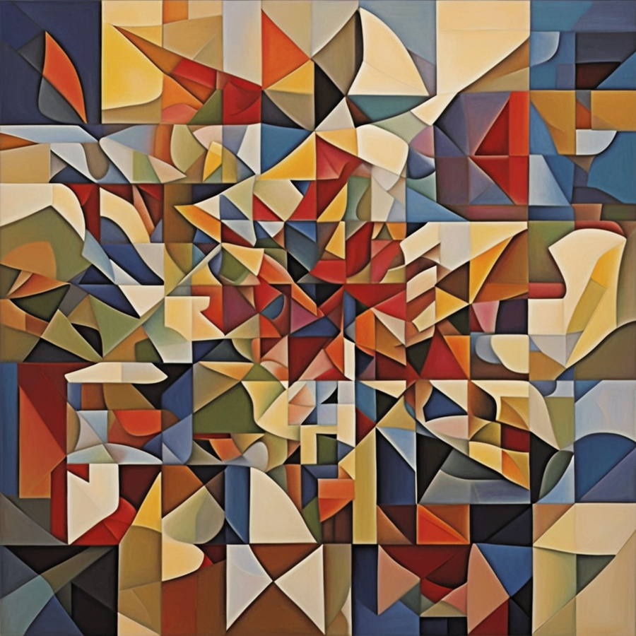 The background an homage to cubist abstraction is a symphony of ...