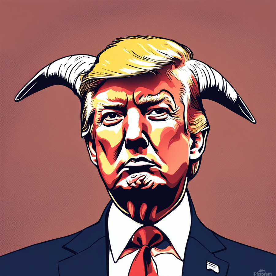 President Trump as the goat Illustration style by AIGALLERY Wall Art