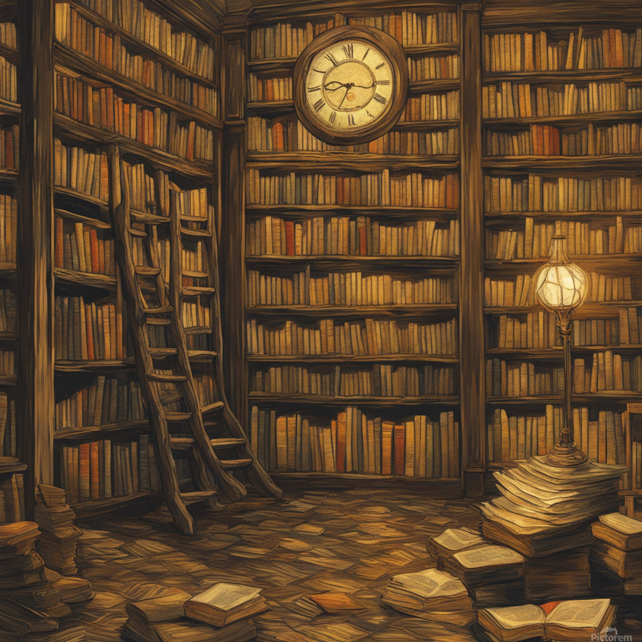 Library of endless time. Van Gogh style by AIGALLERY Wall Art