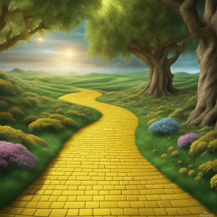 Realistic high definition magical wizard of Oz yellow brick road leading to the Emerald City by ...