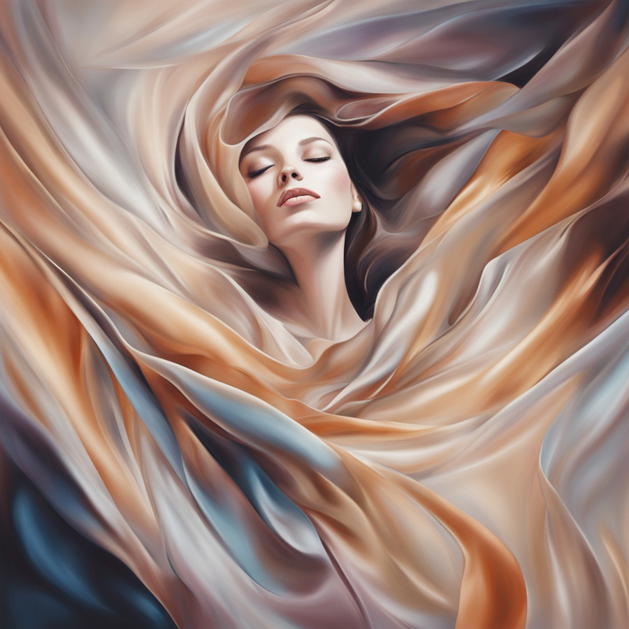 fade into me fade into you joyful woman abstract satin Abstract style ...