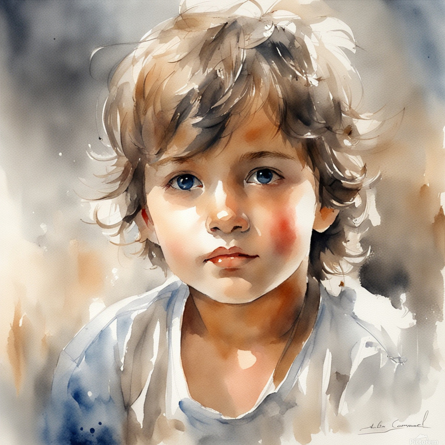 Lovely boy child drawing watercolor technique of Fabio Cembranelli alla ...
