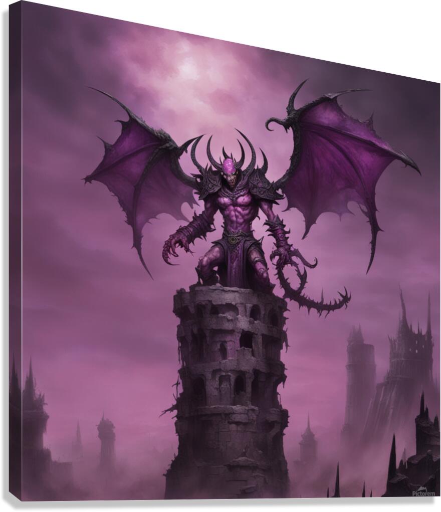 slaanesh demon on a crumbling tower by AIGALLERY Wall Art