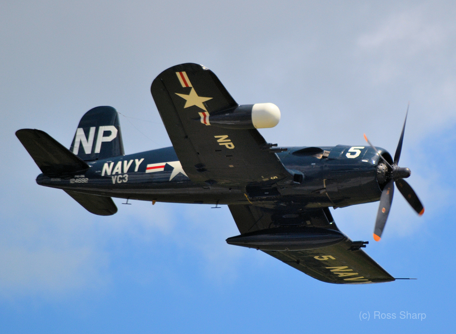 F4U-5NL Corsair side view by Ross Sharp Wall Art