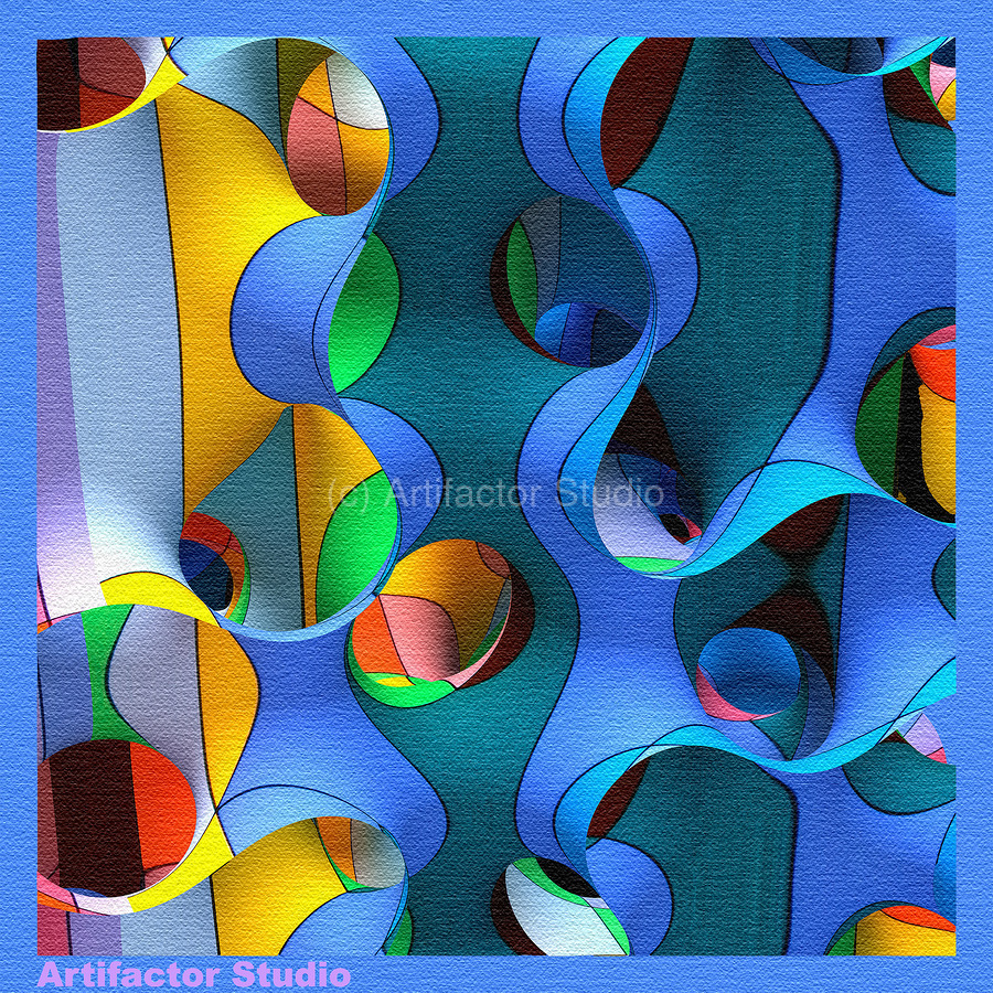 Blue Fluid Wall Rug Design by Artifactor Studio Wall Art