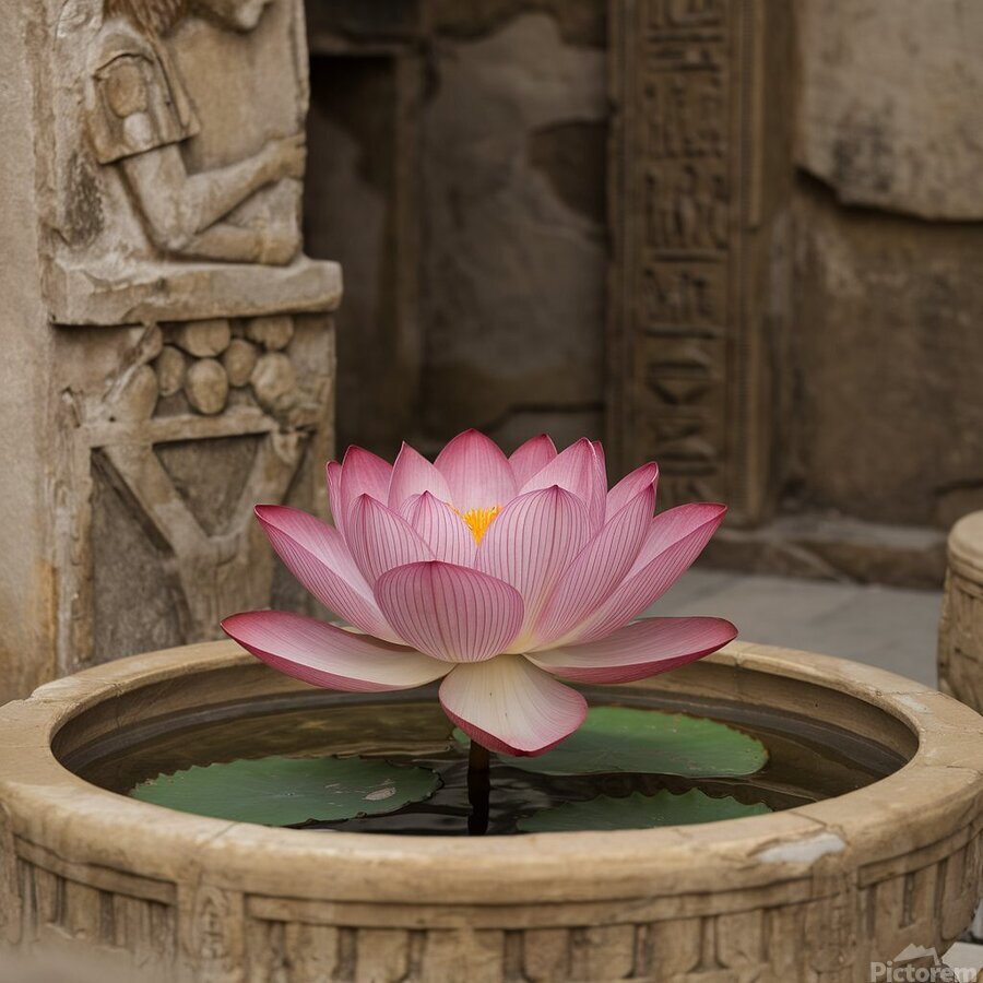 Picture of lotus flower in ancient Egypt by rony asar Wall Art