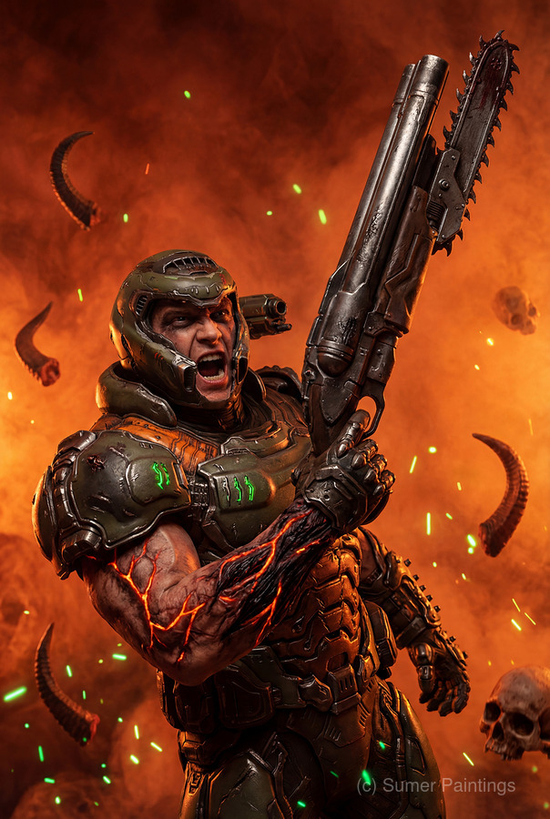 Doom Slayer DOOM: The Unchained Predator by Sumer Paintings Wall Art