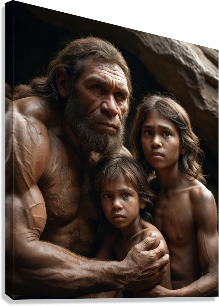 Neanderthal Shelter: Unity in the Ancient Cave by Sumer Paintings Wall Art