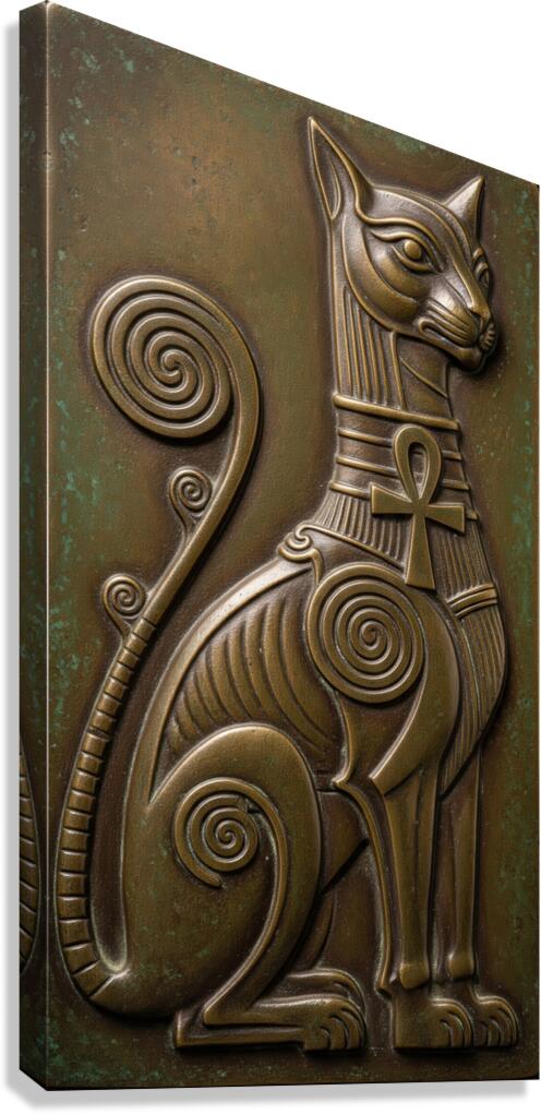 The Sacred Feline: Guardian of the Ankh by Sumer Paintings Wall Art