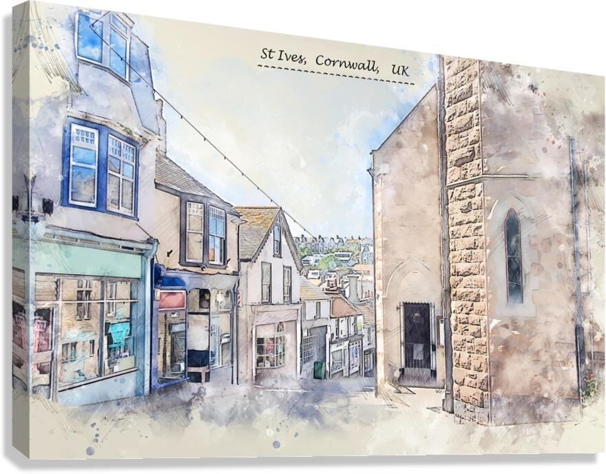 city life of St Ives Cornwall UK in sketch style by Ariadna-de-Raadt ...