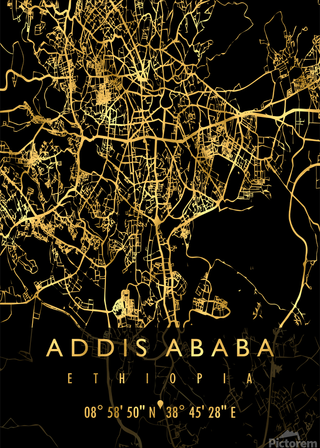 ADDIS ABABA MAP ETHIOPIA by Mapolis Wall Art