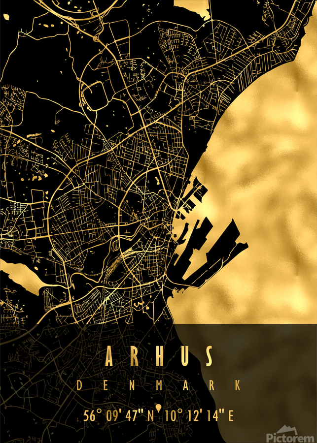 Arhus Map Denmark by Mapolis Wall Art