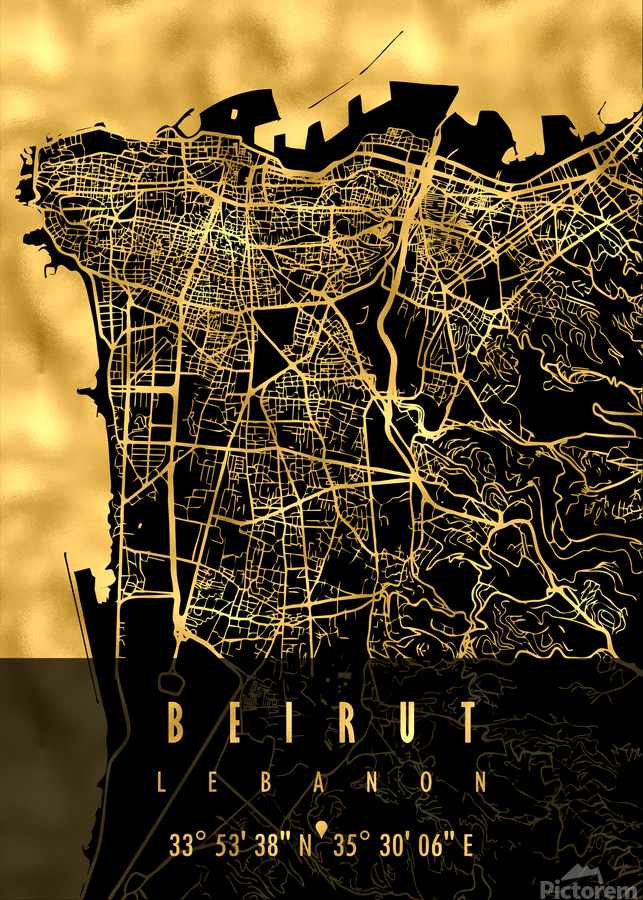 Beirut Map Lebanon by Mapolis Wall Art