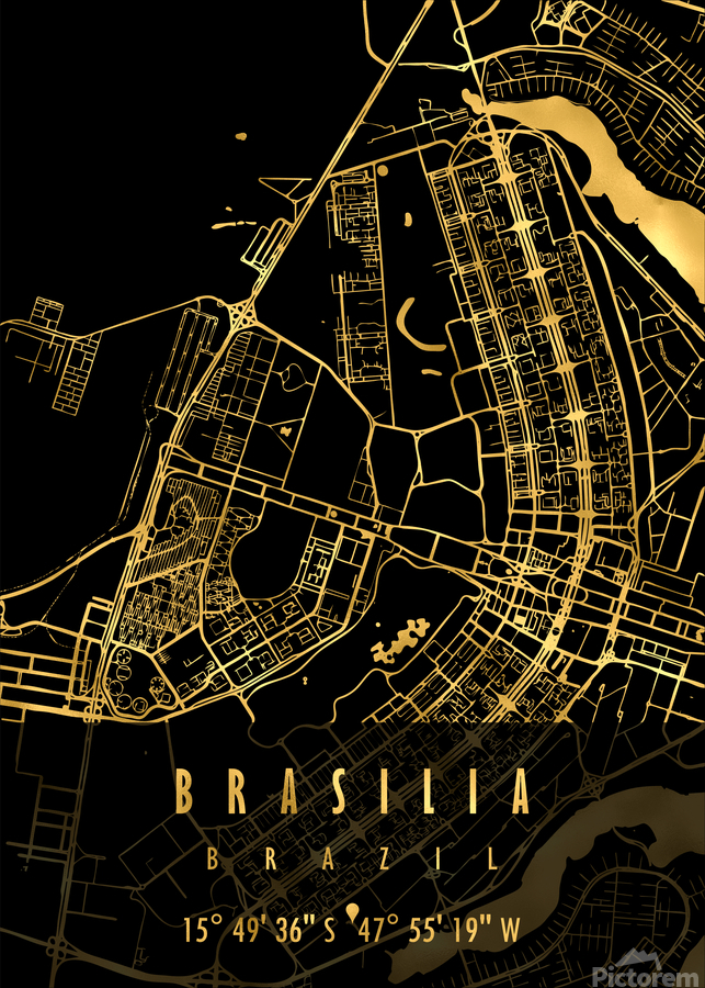 Brasilia Map Brazil by Mapolis Wall Art