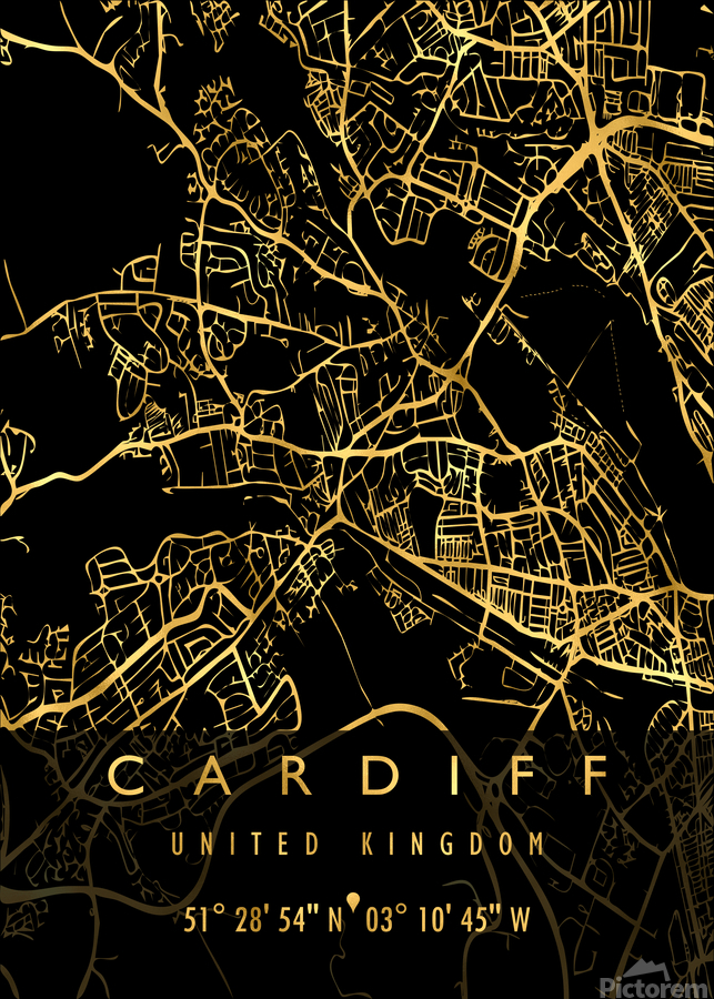 CARDIFF MAP UNITED KINGDOM by Mapolis Wall Art