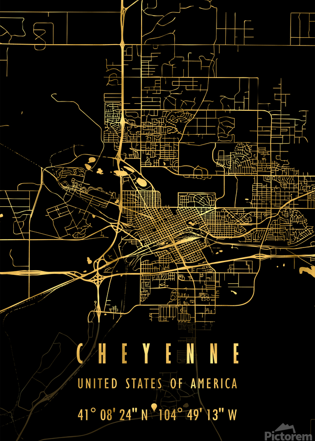 CHEYENNE MAP USA by Mapolis Wall Art