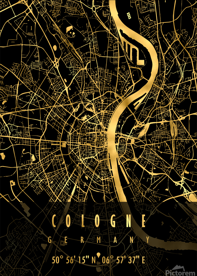 COLOGNE MAP GERMANY by Mapolis Wall Art