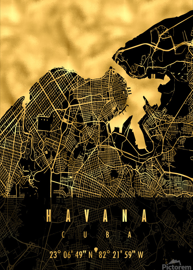 HAVANA MAP CUBA by Mapolis Wall Art