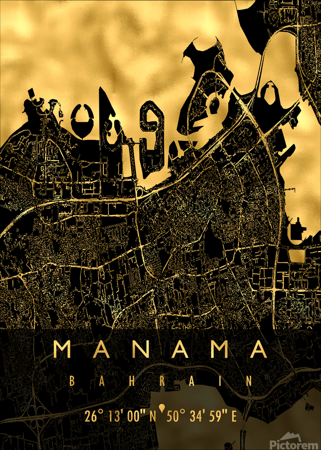 MANAMA MAP BAHRAIN by Mapolis Wall Art