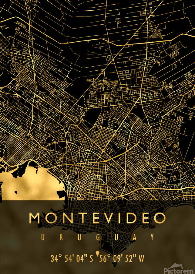 MONTEVIDEO MAP URUGUAY by Mapolis Wall Art
