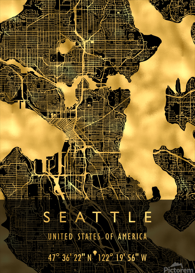 SEATTLE MAP USA by Mapolis Wall Art