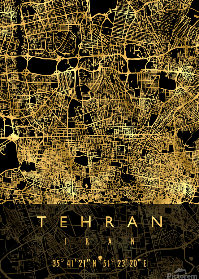 TEHRAN MAP IRAN by Mapolis Wall Art