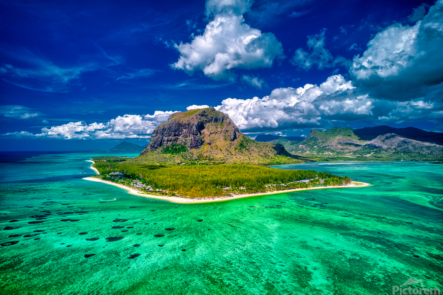 Le Morne Mountain & Beach Mauritius by Mozafar Aukin Wall Art