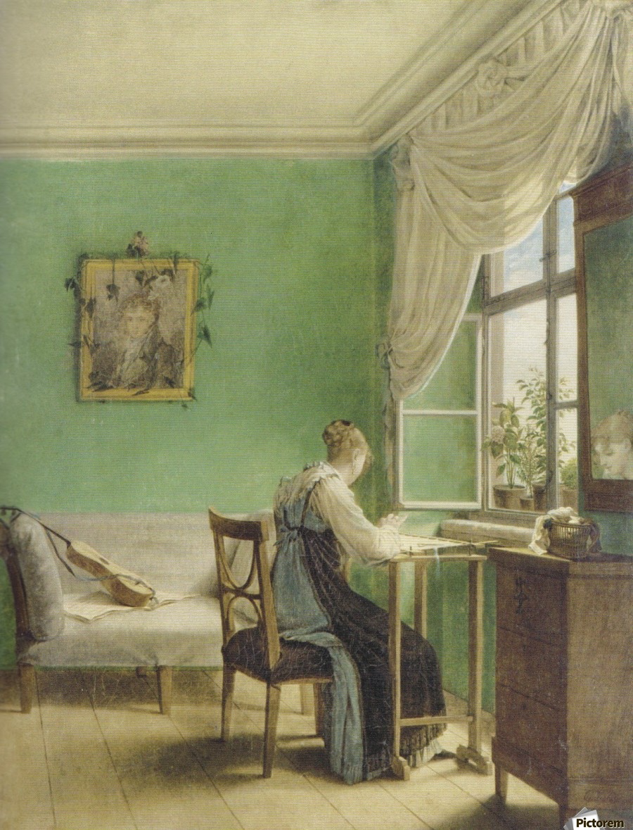 Girl Tracing a Drawing by Martin Drolling Wall Art