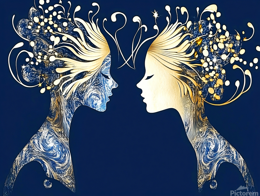 Signs of the Zodiac Gemini the Twins by Travelling Light Wall Art