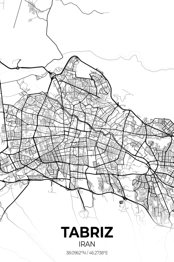 Tabriz Iran City Map Print by Conceptual Photography Wall Art