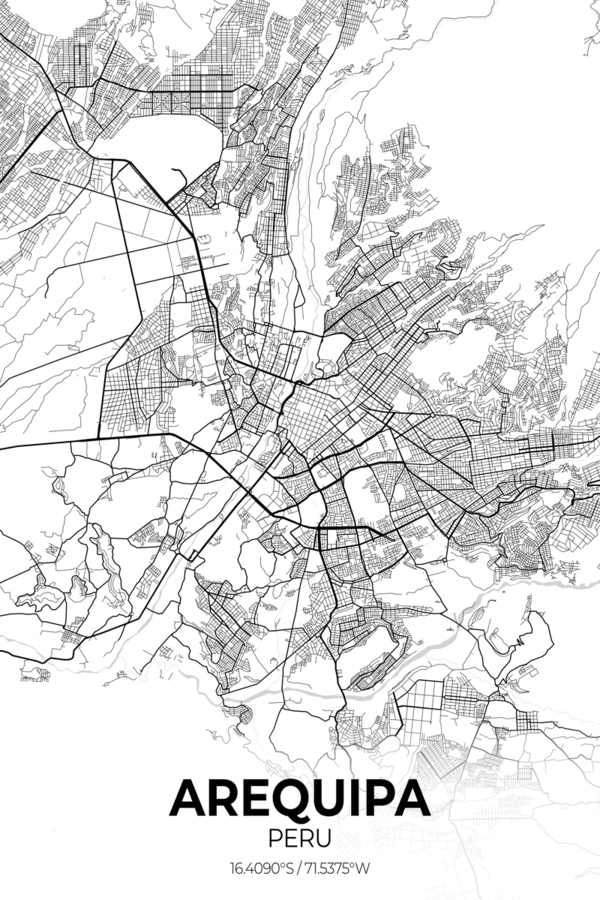 Arequipa Peru Map Print by Conceptual Photography Wall Art