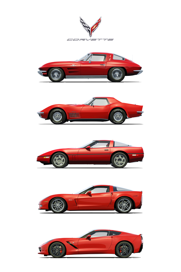 Corvette Generations by Conceptual Photography Wall Art