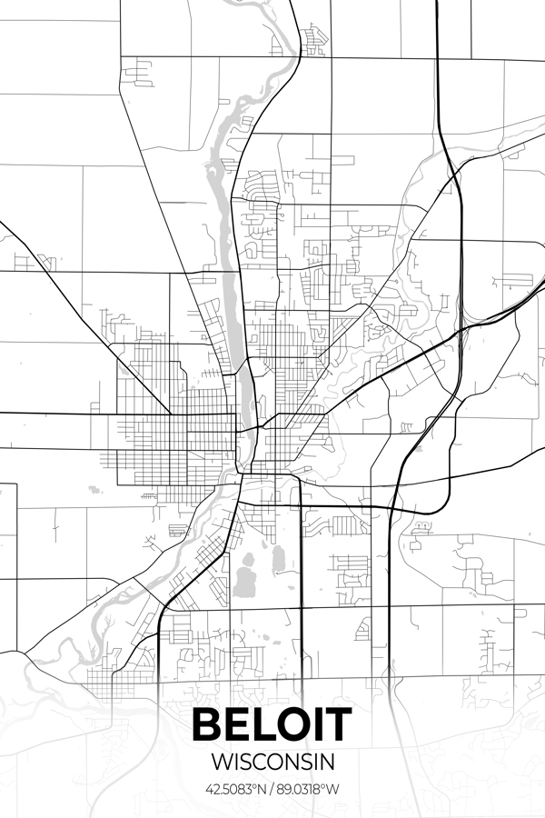 Beloit Wisconsin City Map Print by Conceptual Photography Wall Art