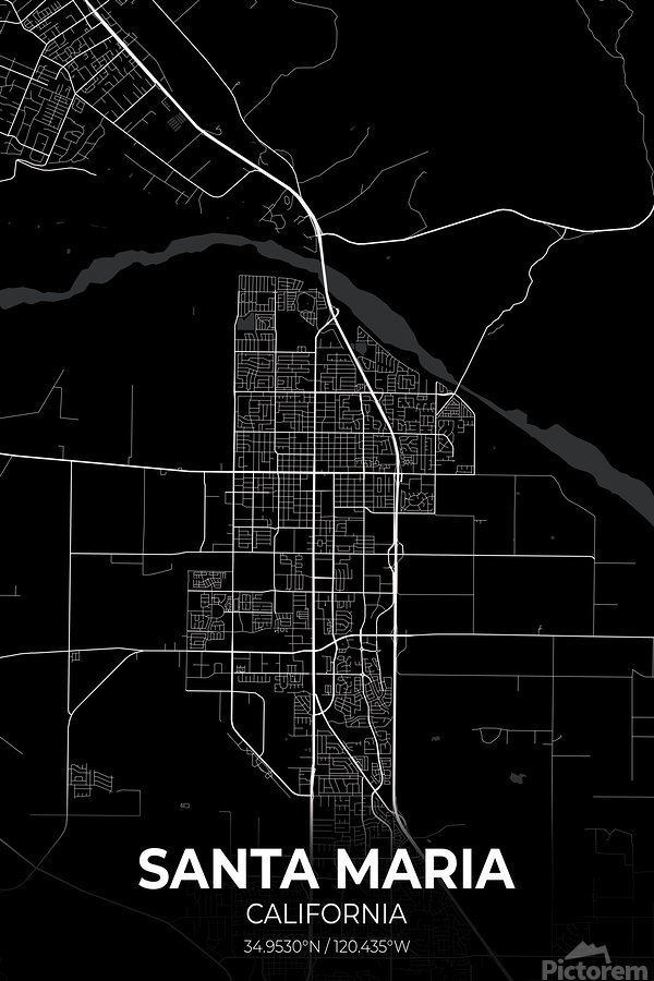 Santa Maria California City Map Print by Conceptual Photography Wall Art